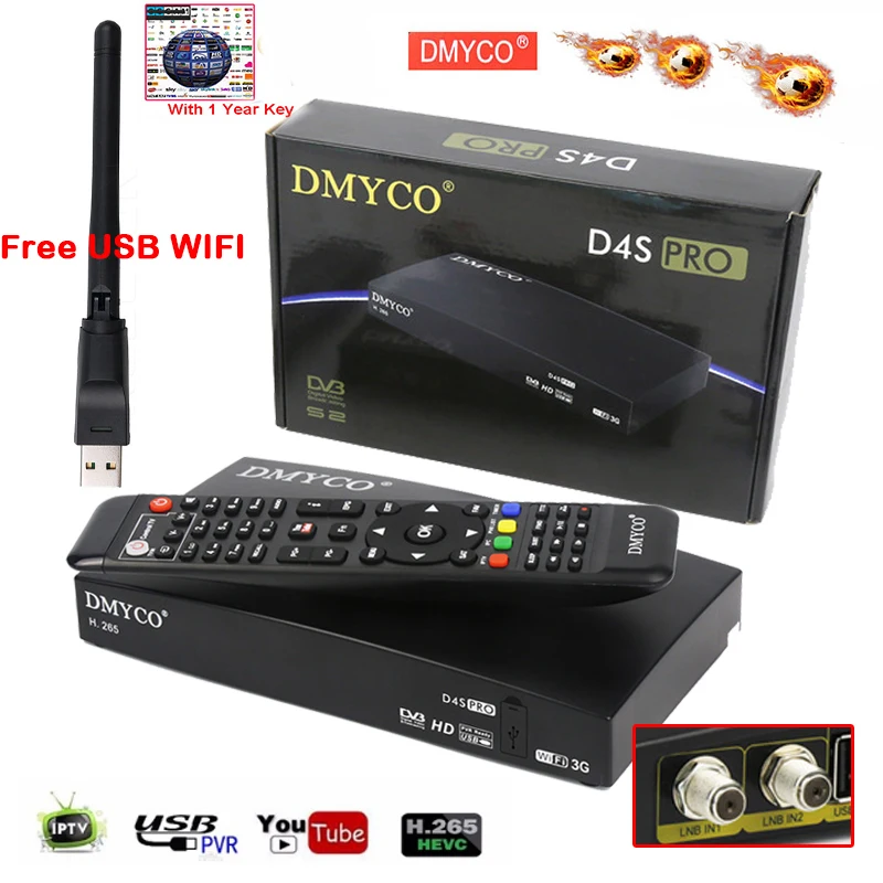 DVB S2 Satellite Receiver Decoder with 1 Year 7 Cables Spain Support ...