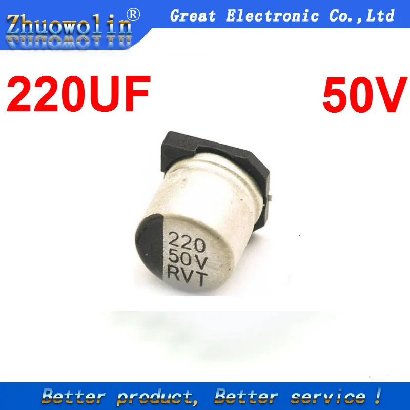 5PC/Lot SMD Aluminum Electrolytic Capacitor 50V 220UF SIZE 10*10.5MM ...