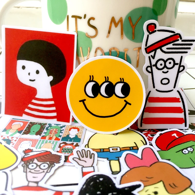 Funny cute strange action exaggerated expression stickers DIY scrapbook ...