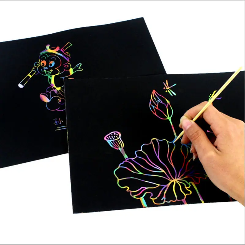A4 Sheets Painting Set Scratch Paper Kids Colorful Magic Scratch Art ...