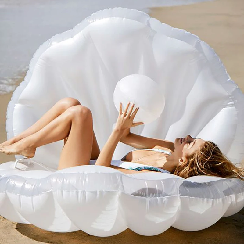 170cm Giant Inflatable Shell Pool Float New Design 2019 Summer Water Air Bed Lounger Clamshell ...