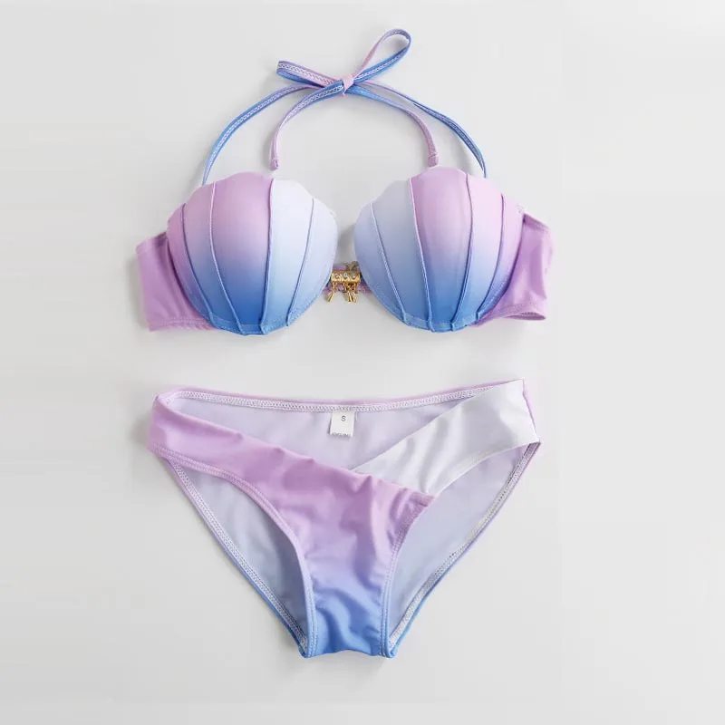 4 Style Bandage Bikinis Mermaid Shell Bikini Top Swimwear Push Up