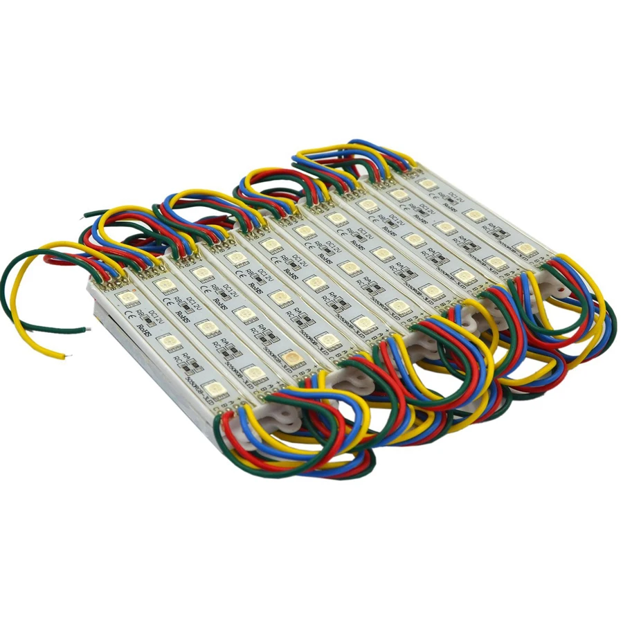 20pc Waterproof Dc 12v 3leds Rgb Smd 5050 Led Module Lamp Red Blue ...