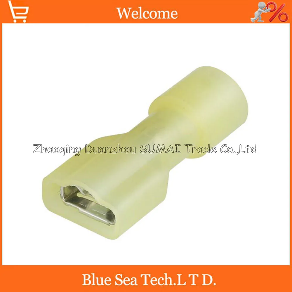 200pcs Fdfn5.5-250 Yellow Female Cold-pressed Terminal Insulated ...