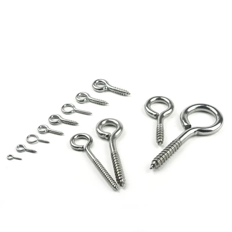 12 Kinds of Eye Screw Bolt Hook 304 Stainless Steel Screw Eye DIY Rope ...