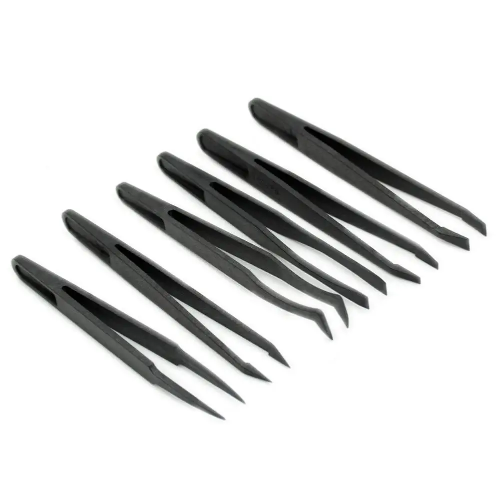 6Pcs Hand Tools Stainless Steel Anti Static Tweezers Set Elctronic Part ...
