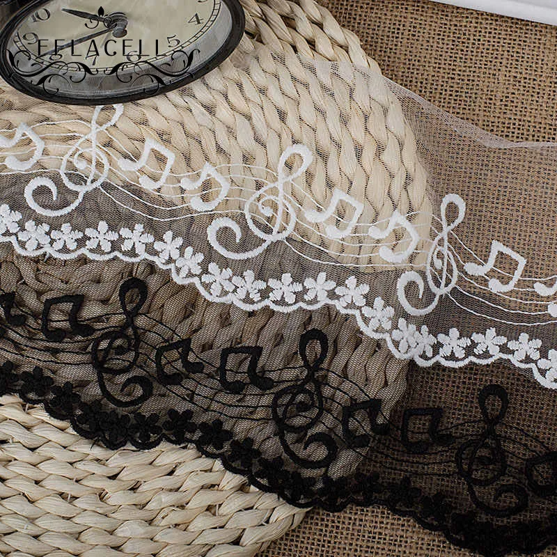 FFLACELL 1 Yard Trimming lace Musical notes lace Embroidered laces for ...