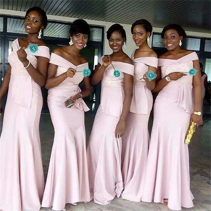 Black And Light Pink Bridesmaid Dresses