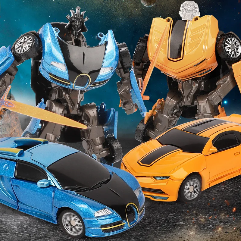 1:36 Upgraded Deformation Camaro Car Diecast Automatic Transform Robot ...