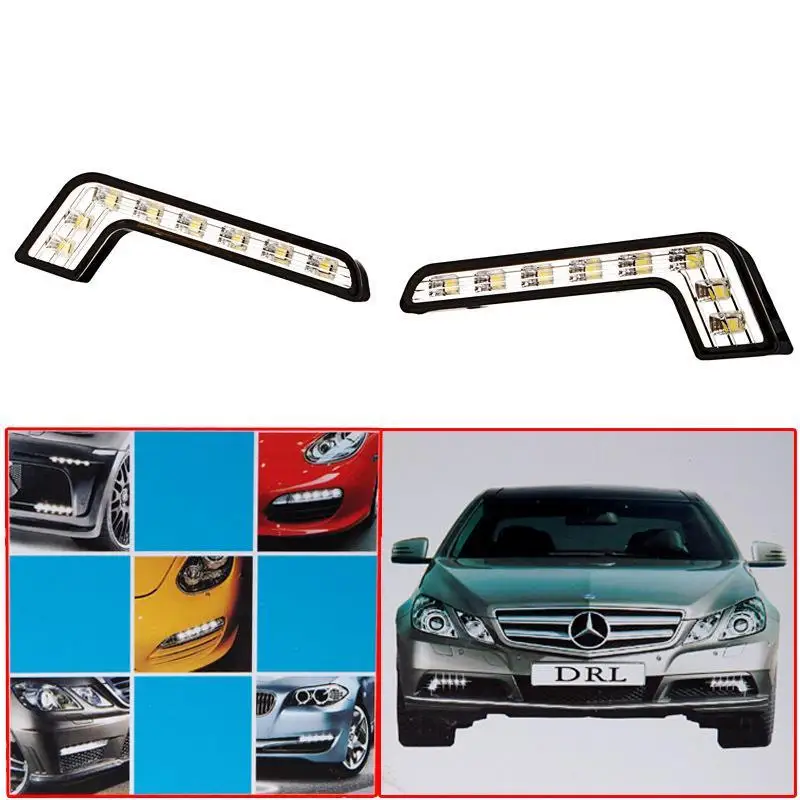 2x Universal 8 LED DRL Car Daytime Running Light Lamp Car Day Light ...
