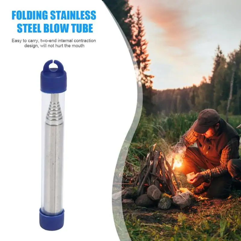 Outdoor Pocket Folding Stainless Steel Blow Fire Tube Retractable ...
