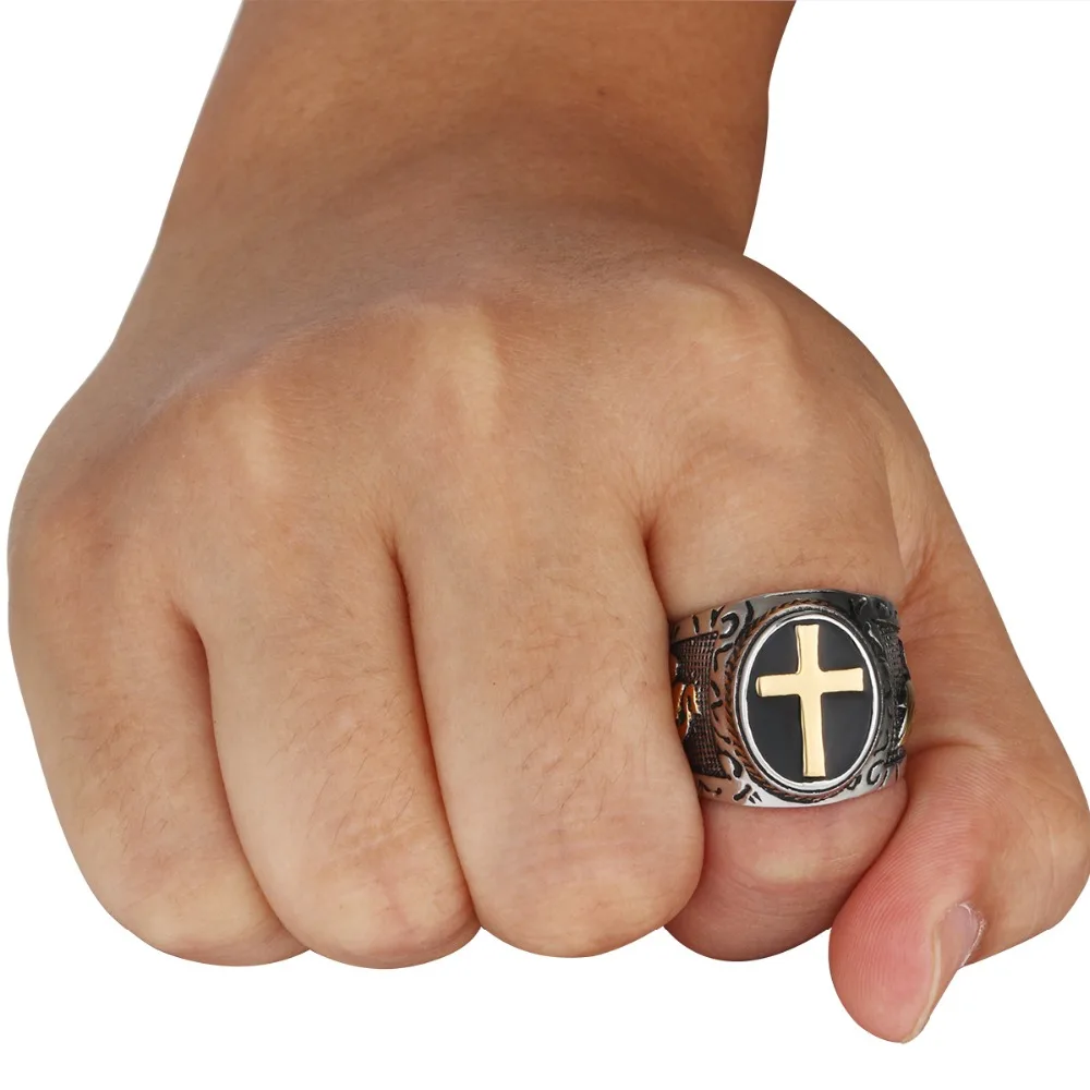 Stainless-Steel-Christian-Holy-Cross-Prayer-Ring-for-Men-Signet-Ring ...