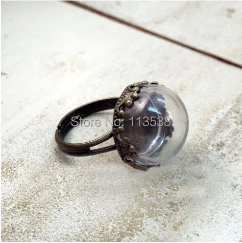 10sets-Clear-Half-Globe-Glass-Bottle-Ring-DIY-Antique-Bronze-Ring-tray ...