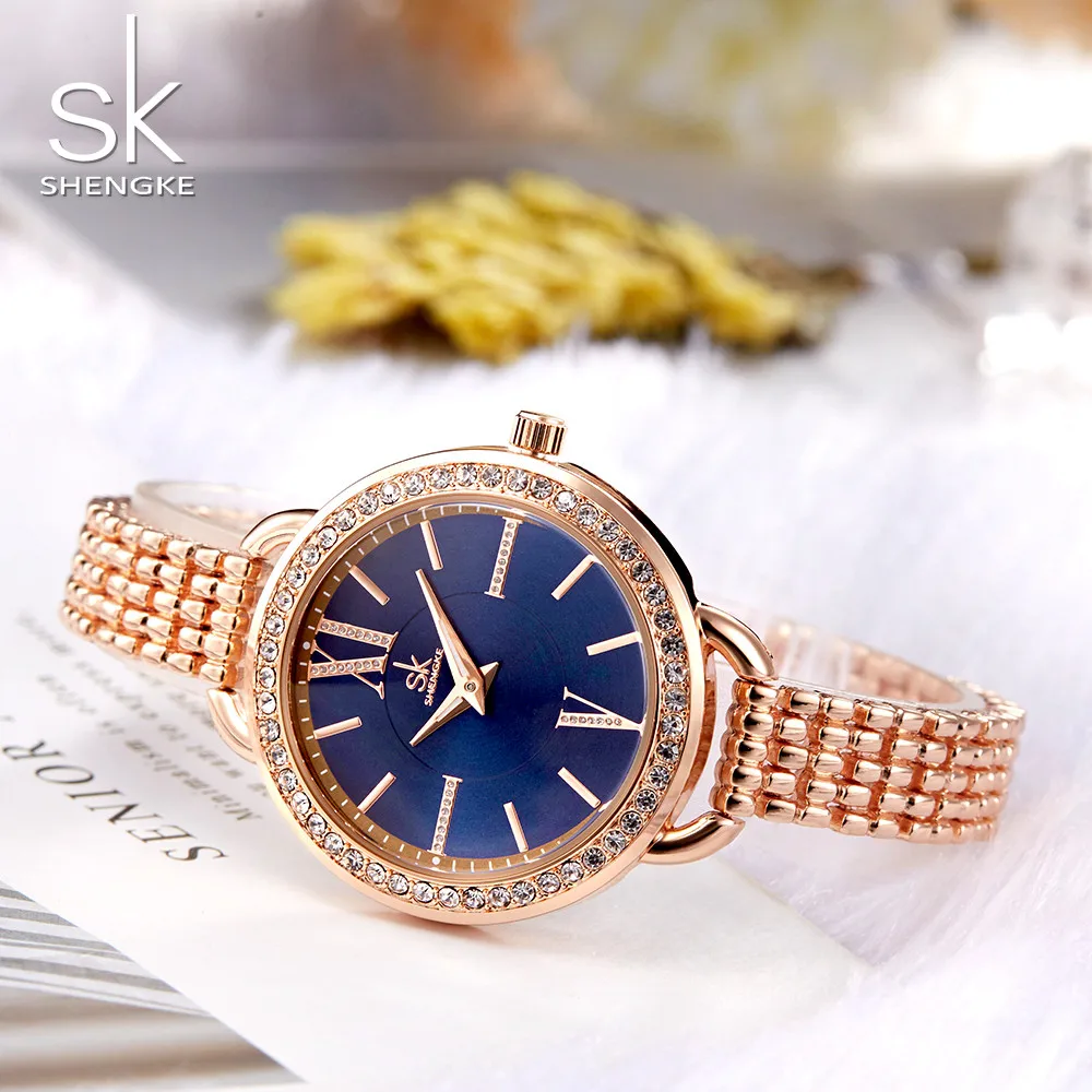 Shengke Relojes de pulsera con diamantes brillantes para Mujer, de lujo ...