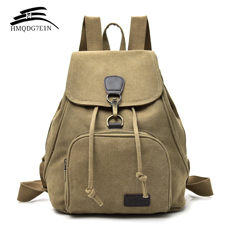High Quality Vintage Women Canvas Backpack Lock and String Backpacks ...