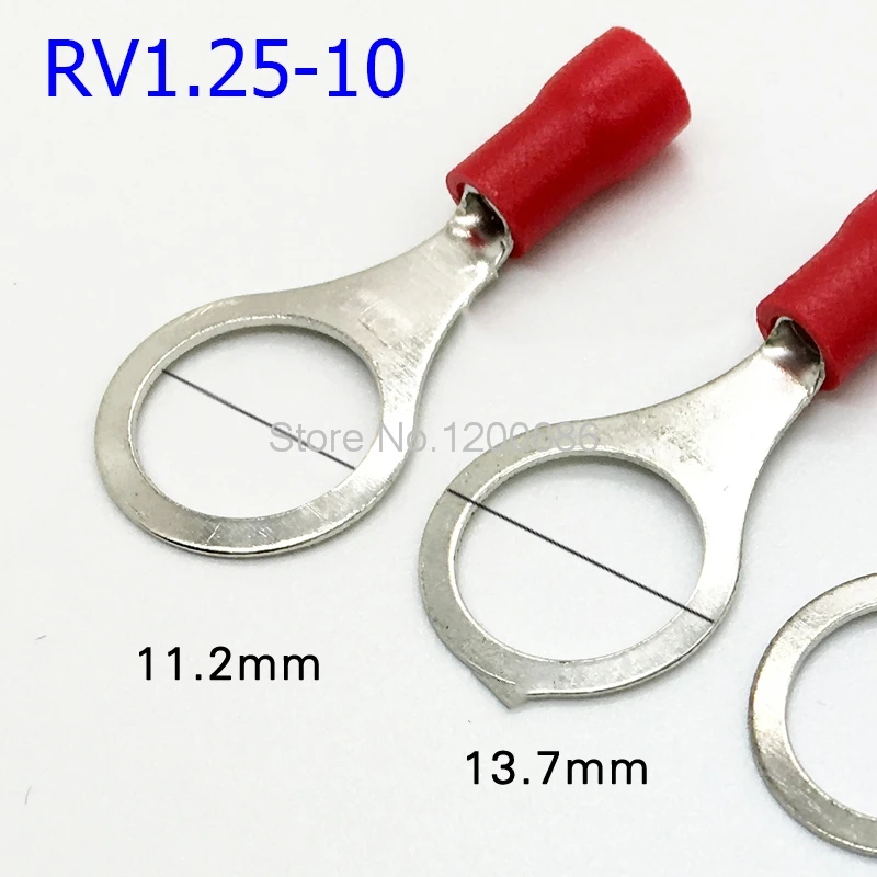 RV1.25 10 round pre insulated terminal O type cold pressing terminal Copper nose RV1 10-in ...