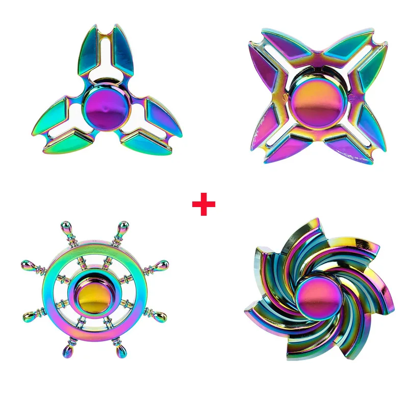 Fidget Spinner Rainbow Colorful Metal Spinner Hand Spinner Triangle ...