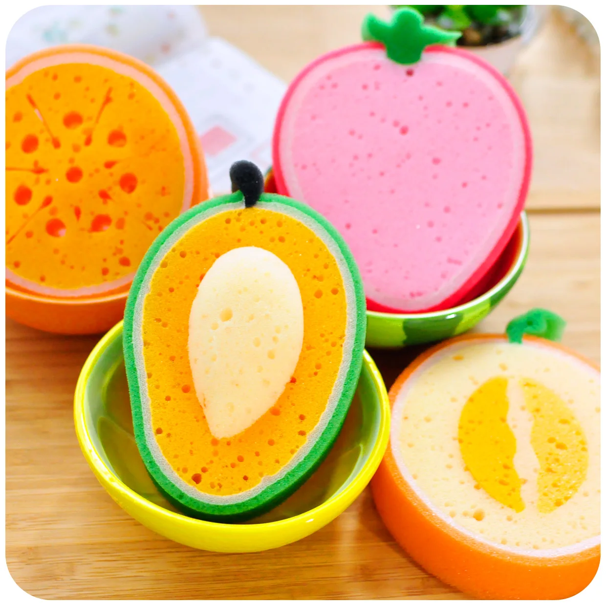 Cute Fruit Shaped Limpeza Kitchen Magic Sponge To Wash Dishes Shoes ...