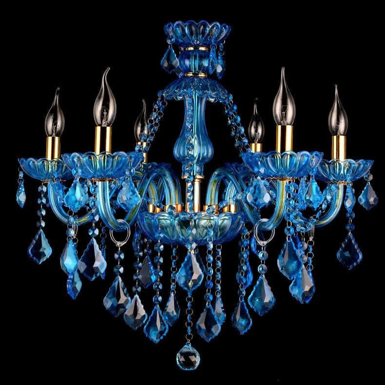 Blue Color Chandelier and Pendent Lights Art Decoration Crystal Light ...