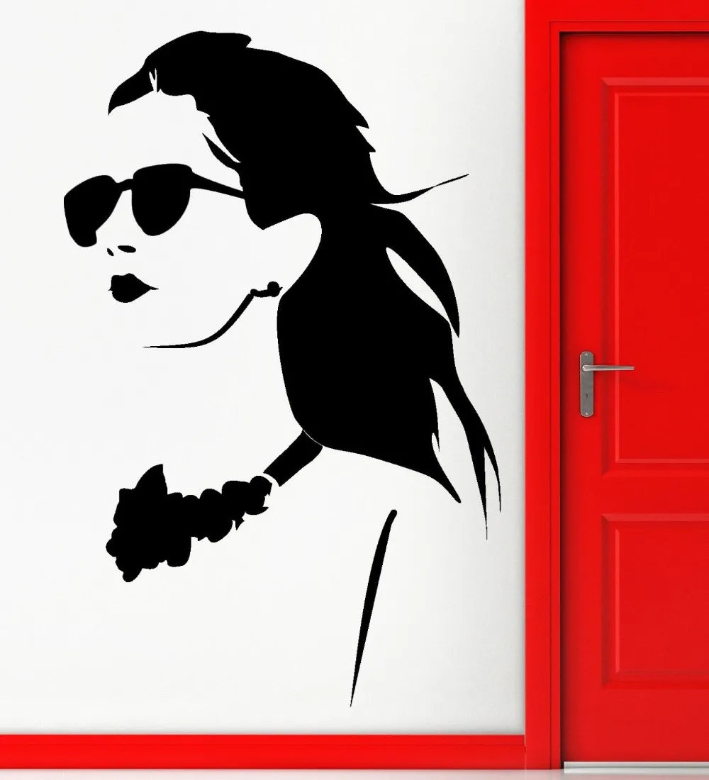 Modern Style Woman Head Wall Decals Special Female Pattern Art Designed ...