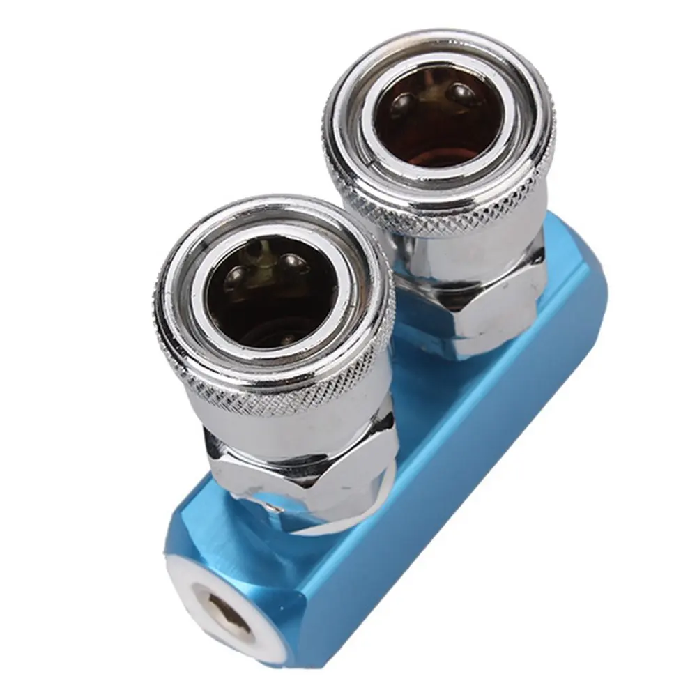 2 Way Zinc Alloy Pneumatic Air Hose Quick Connector Pipe Fitting Tool ...