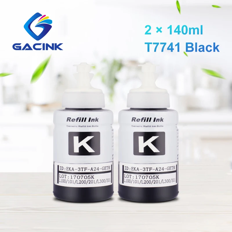 2 Bottles T774 T7741 Pigment Black Ink Bottle For Epson M100 M105 M200 ...