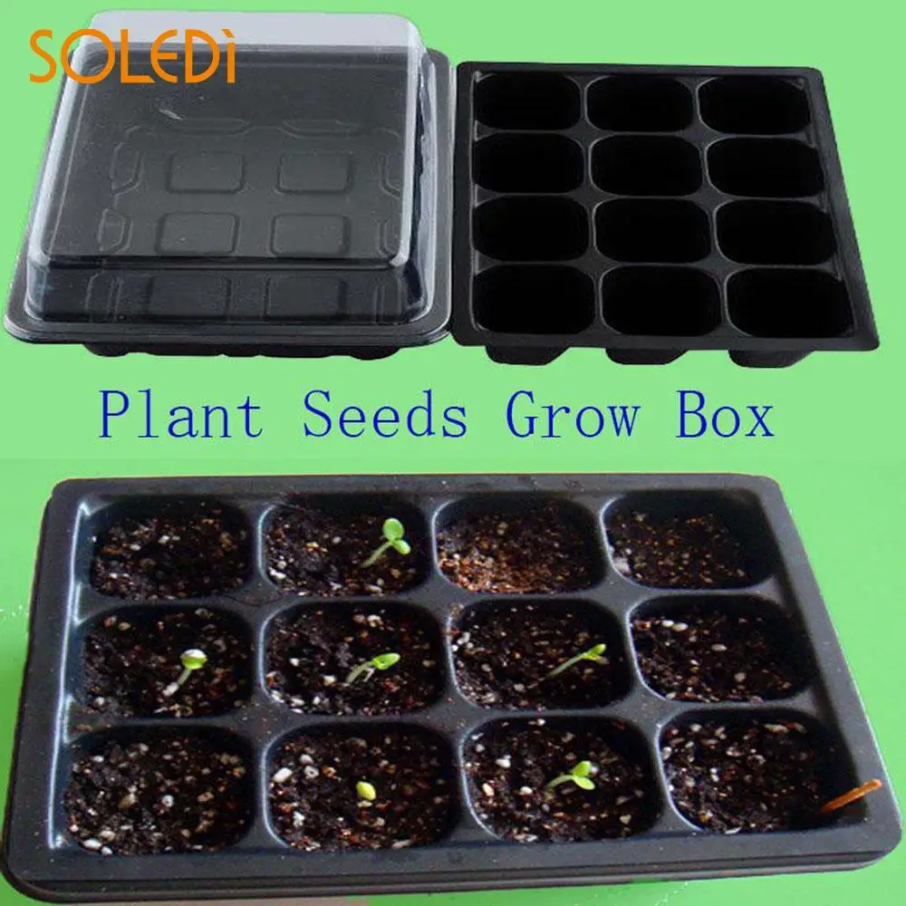 Seeding Box Holder Durable 12 Cells Hole Tray White Black Plant Care ...