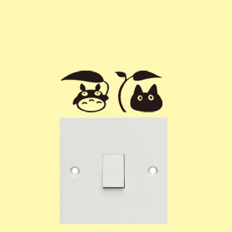 1 set 4 Totoro light switch sticker Leaf Raindrop Art funny Switch ...
