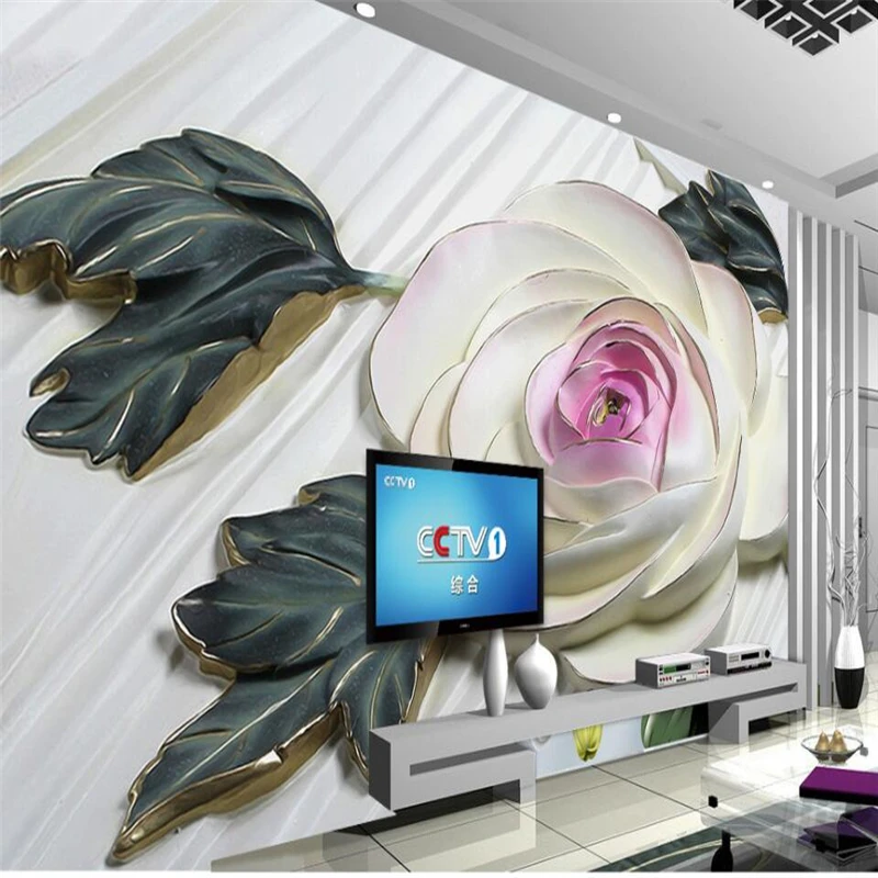 Beibehang 3d Flower Relief Three Dimensional Relief Background Wall