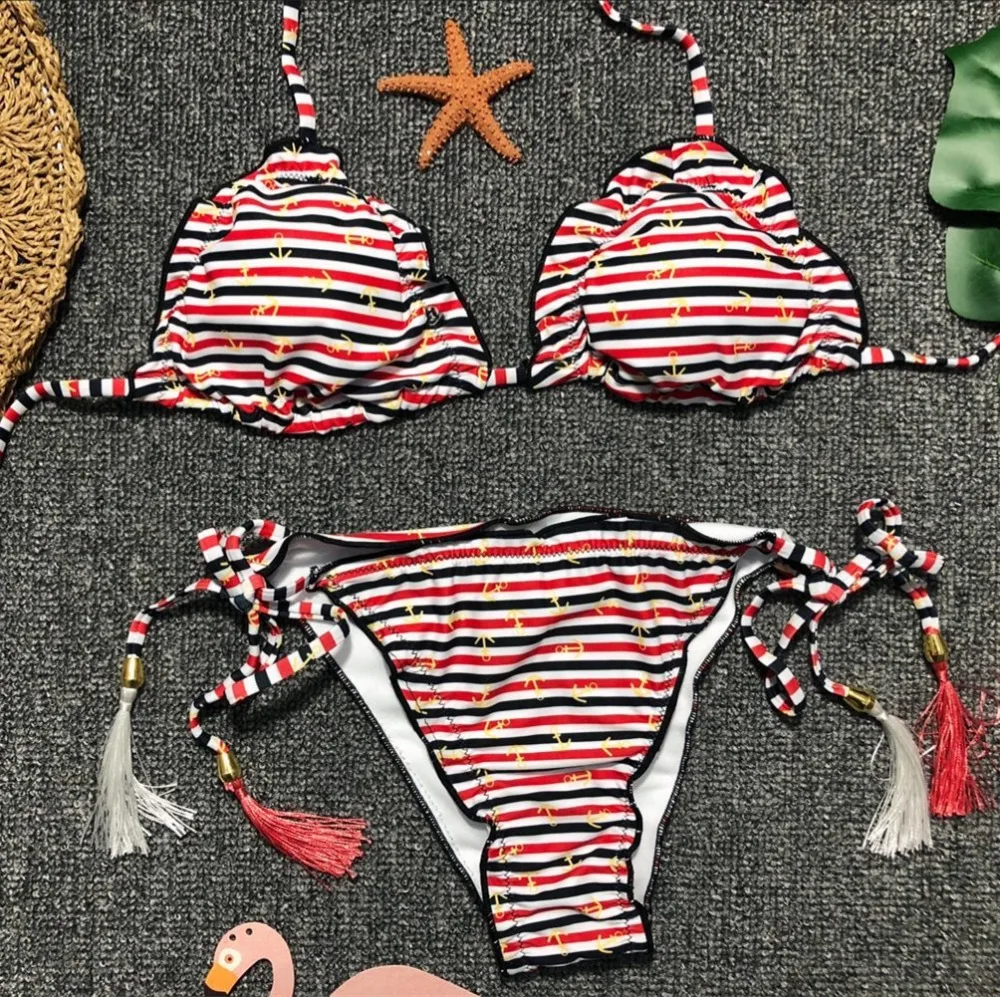 Buy Midou 2019 Striped Bikini Set Bandage Bathing Suit