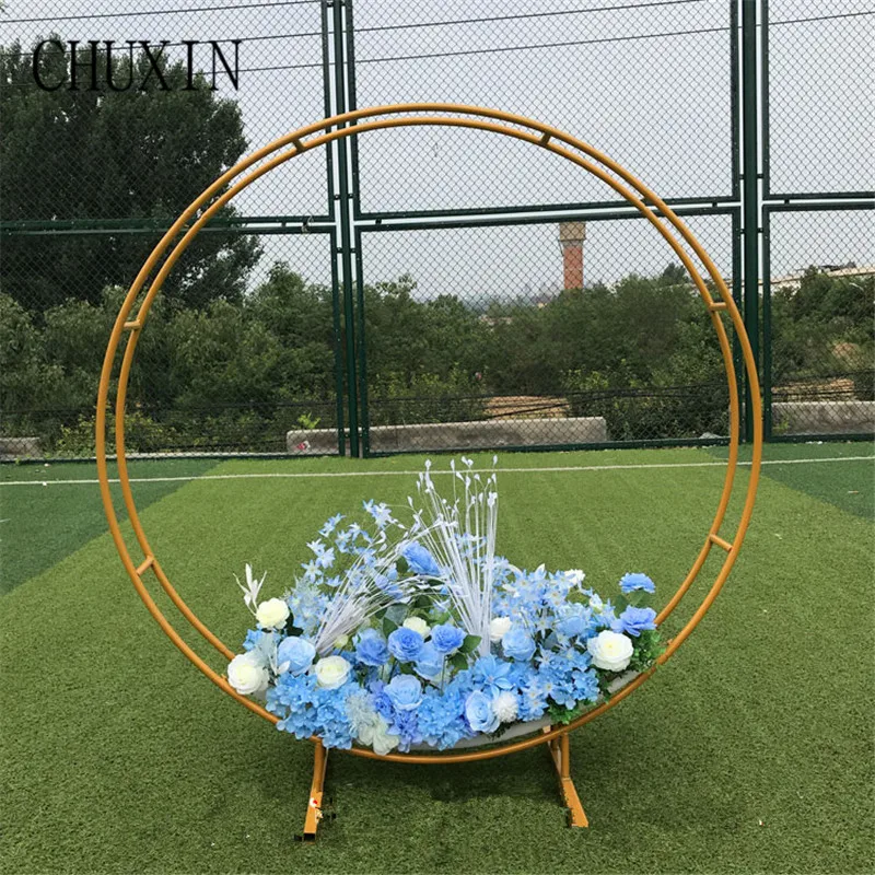 New wedding wrought iron double pole Ring arches Artificial flower row ...