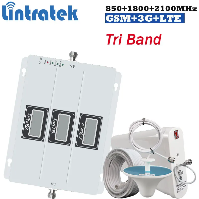 Lintratek Tri Band Cellular Signal Repeater 850mhz 3G 2100mhz 4G ...