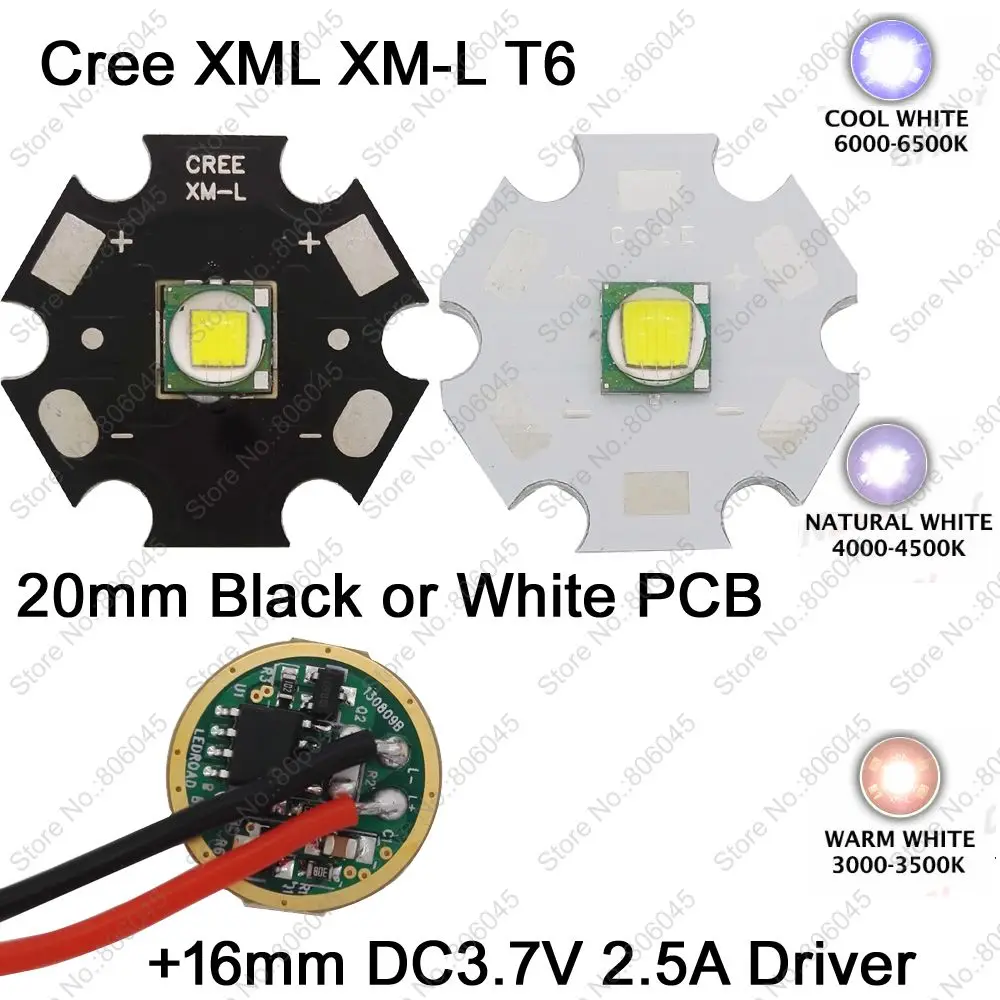 Cree XML XM L T6 Cool White Neutral White Warm White 10W High Power LED ...