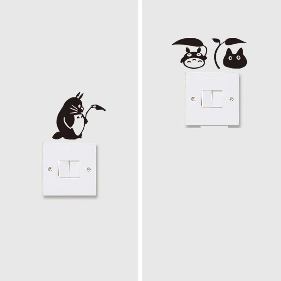 1 set 4 Totoro light switch sticker Leaf Raindrop Art funny Switch ...
