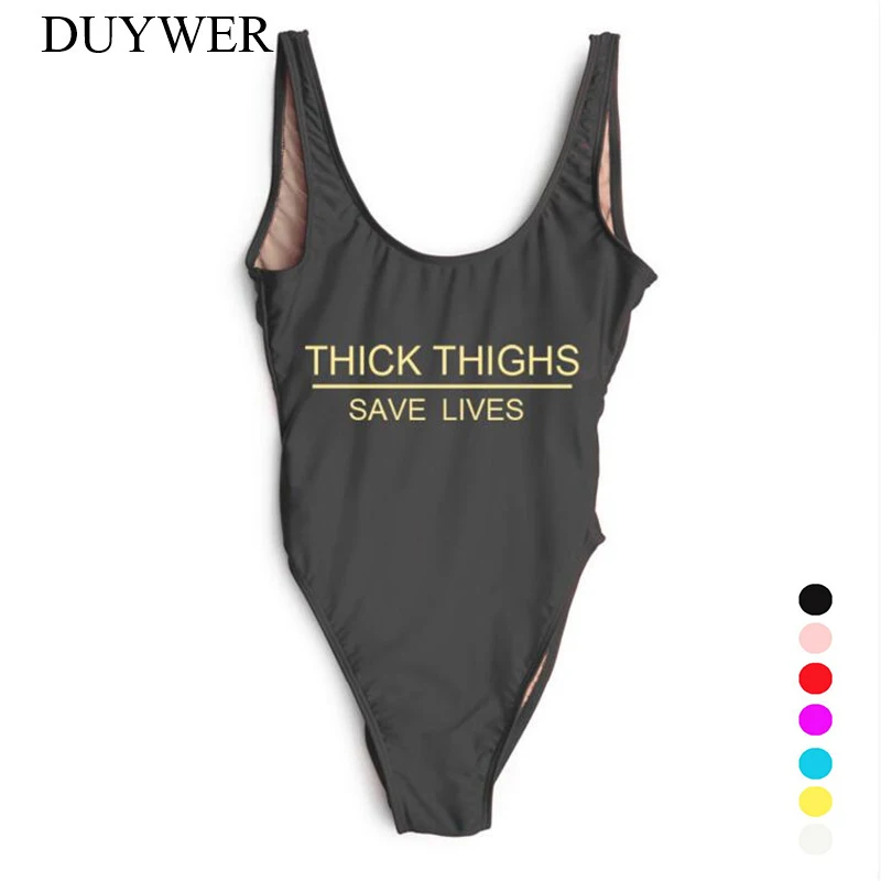 Swimwear Women One Piece Swimsuit Thick Thighs Save Lives Plus Size Bathing Suit Sexy Bodysuit