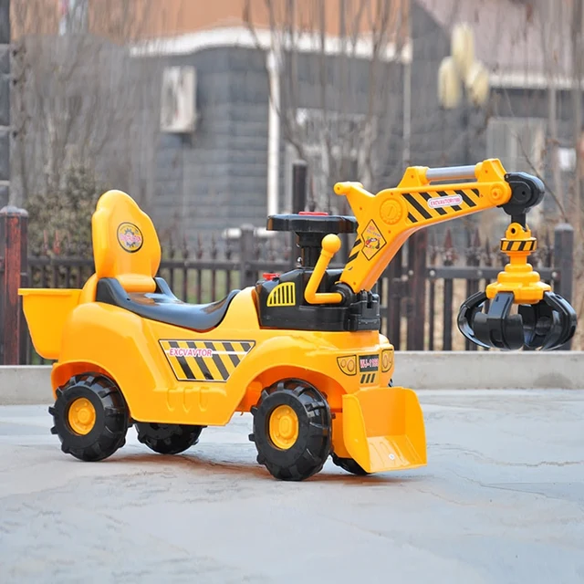 Children Seat Excavator Toys Backhoe Can Take Ride On Manual Pedal ...