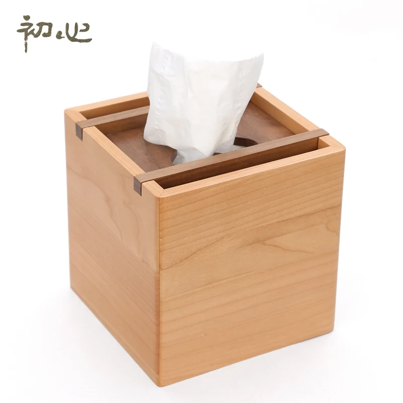 Square tissue box wood fashion rustic household pumping tissue bucket ...
