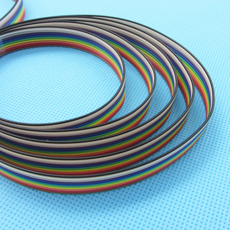 5 Meters/lot Ribbon Cable 10 Way Flat Cable Color Rainbow Ribbon Cable ...
