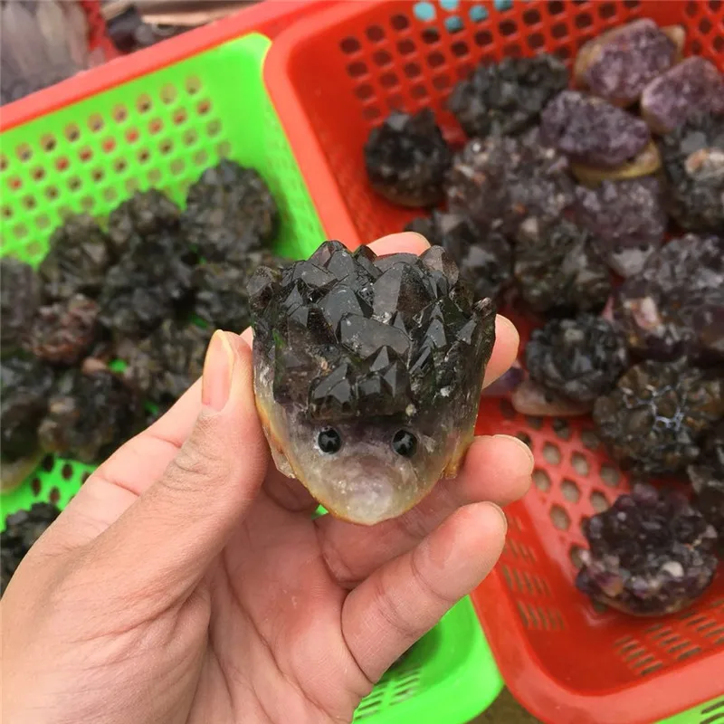 new arrivals natural amethyst crystal cluster gemstone hedgehog reiki ...