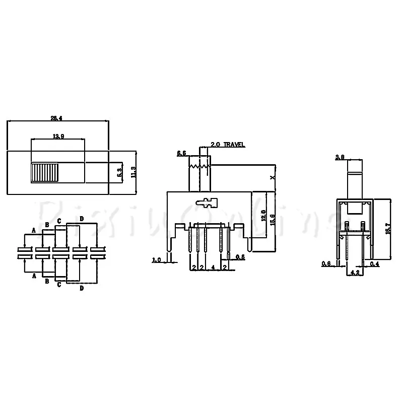 10PC ST091Y SS24E01-G5 Slide Switches Vertical 10 Pin 4 Position Toggle Switch Flashlight Switch ...