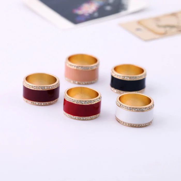 High Quality Bright Oil Border Inlaid Full of Rhinestone Five Color ...