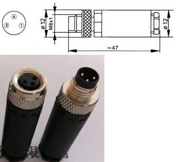 Enchufe de aviación macho y hembra, adaptador de conector de Panel de cable M8, 12mm, 3 pines ...