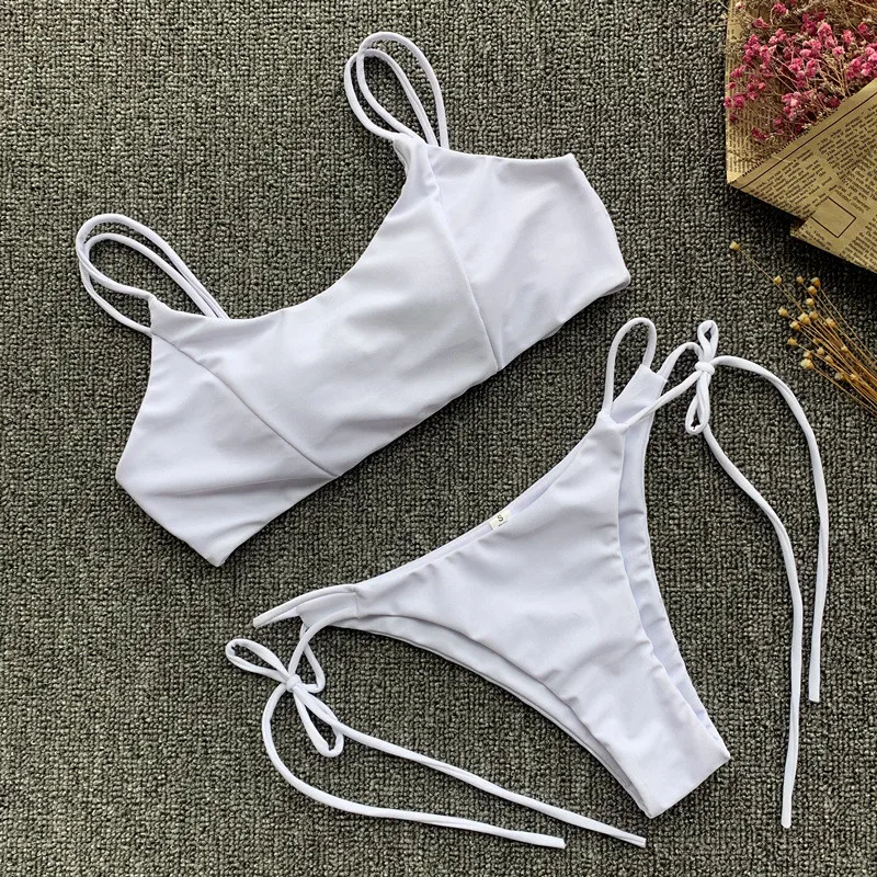 2019 New Sport 2pcs Strappy Bikini Set Padded Bra Women Push up ...