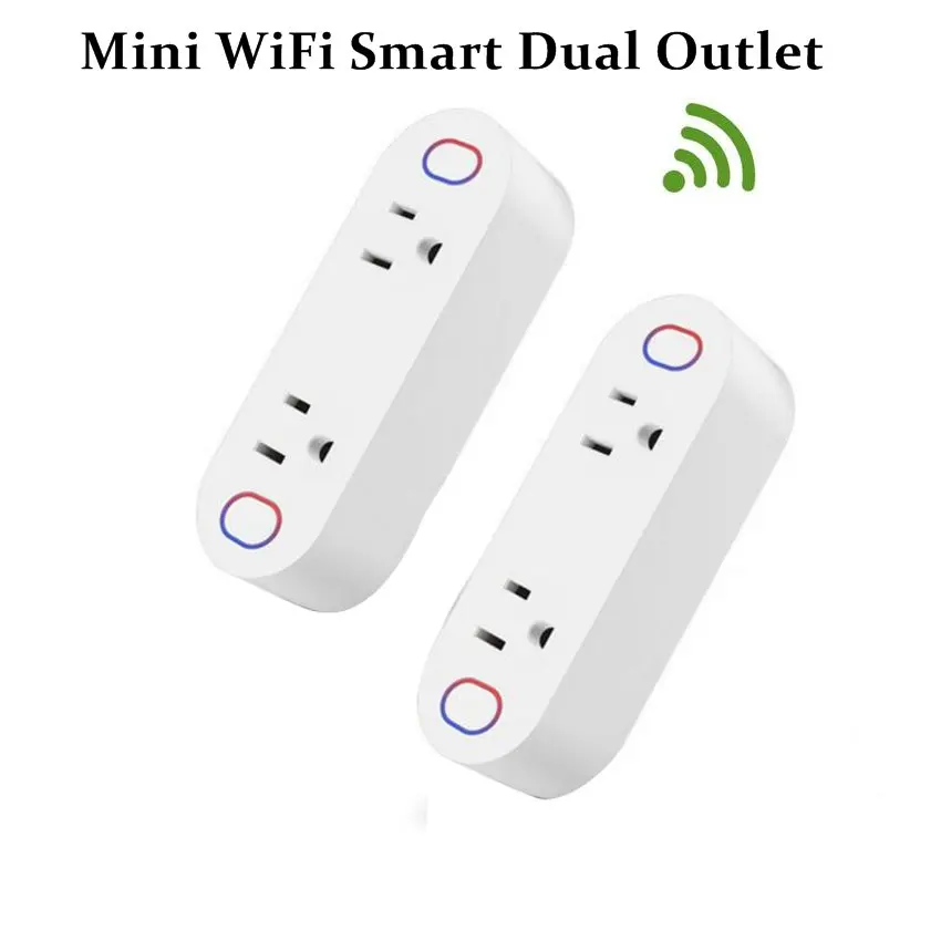 2018 New Convenient WIFI Smart Plug Dual Outlet US Plug Smart Timing ...