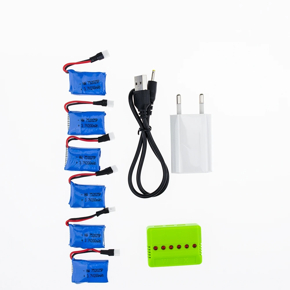 6pcs Syma X11 3 7V 200mAh 20C Battery With 6in 1 USB Charger Plug Set 6pcs Syma X11 3 7V 200mAh 20C Battery With 6in 1 USB Charger Plug Set