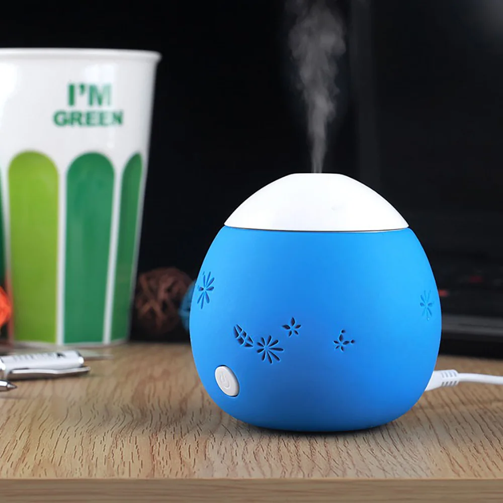 Cute Egg Shape Mini USB Air Humidifier LED Light Essential Oil Aroma ...