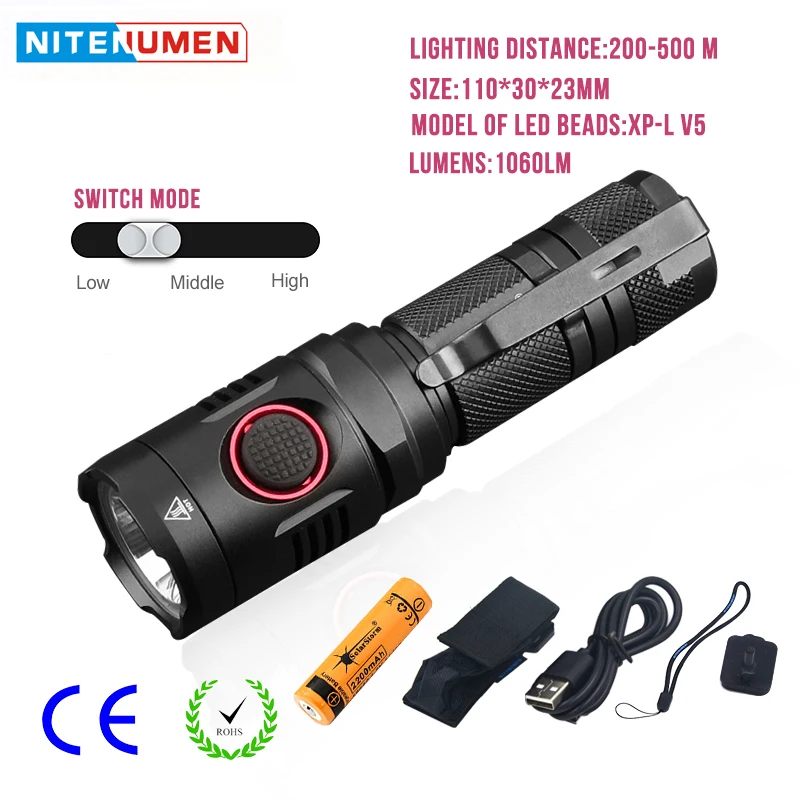 Mini Portable LED Flashlight Usb Rechargeable Aluminum Waterproof ...