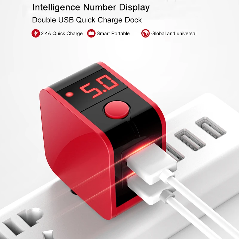 Digital display charger USB quick Charger EU US Plug 5V 2.4A Mobile ...