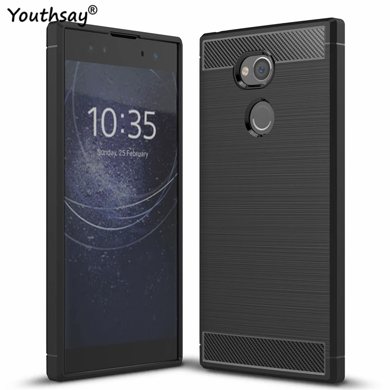 For Cover Sony Xperia XA2 Ultra Case Silicone Carbon Fiber Armor ...