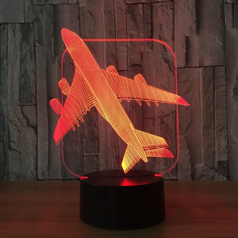 Air Plane 3D Light Table Lamp 2D Optical Illusion Bulbing Night Light 7 ...